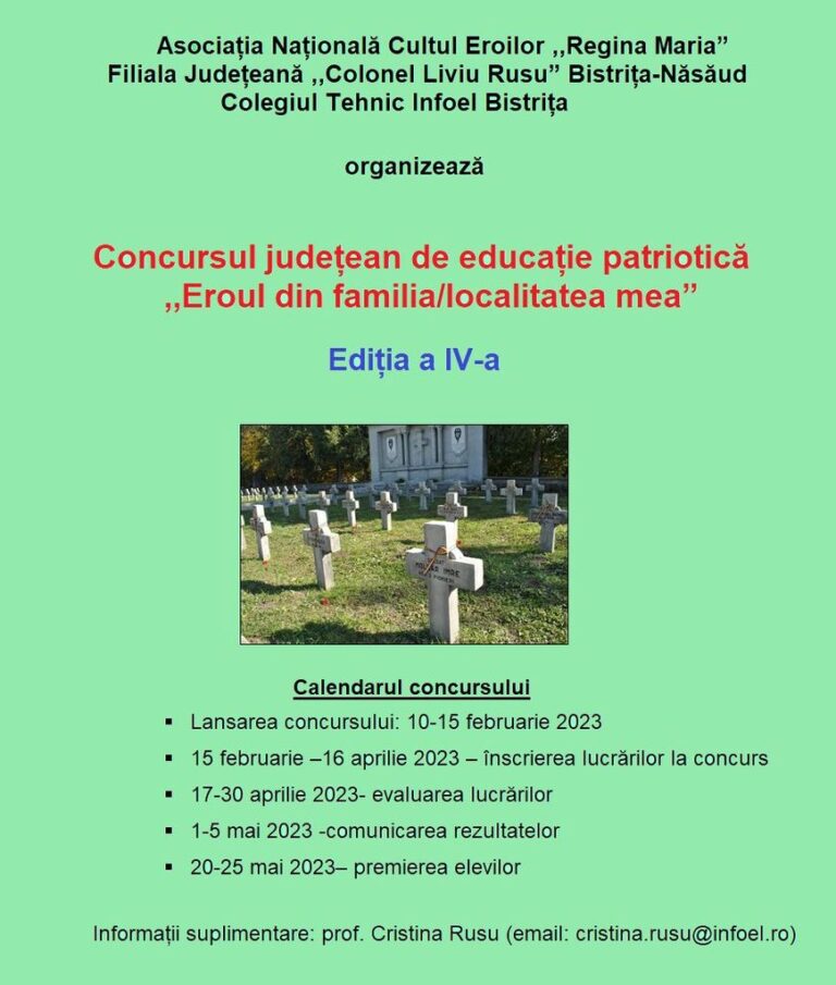 A patra ediție a concursului pentru elevi ”Eroul din familia ...