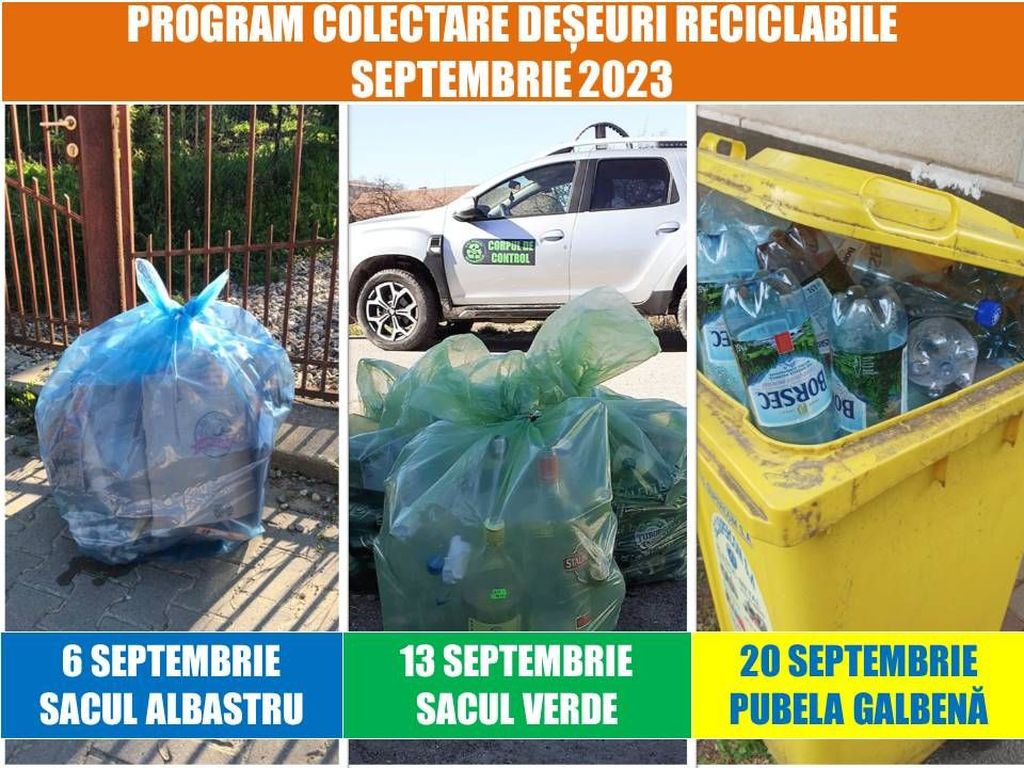 Programul de colectare a deșeurilor reciclabile în septembrie, la ...